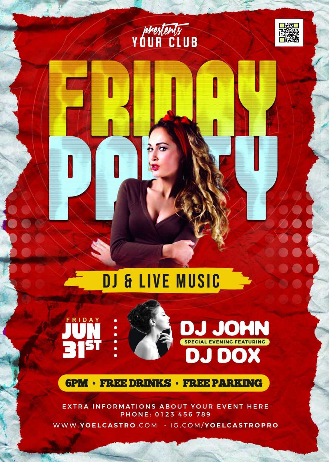 Friday Night Club Party Flyer PSD - TEMPLATE IN ADOBE PHOTOSHOP 🚀